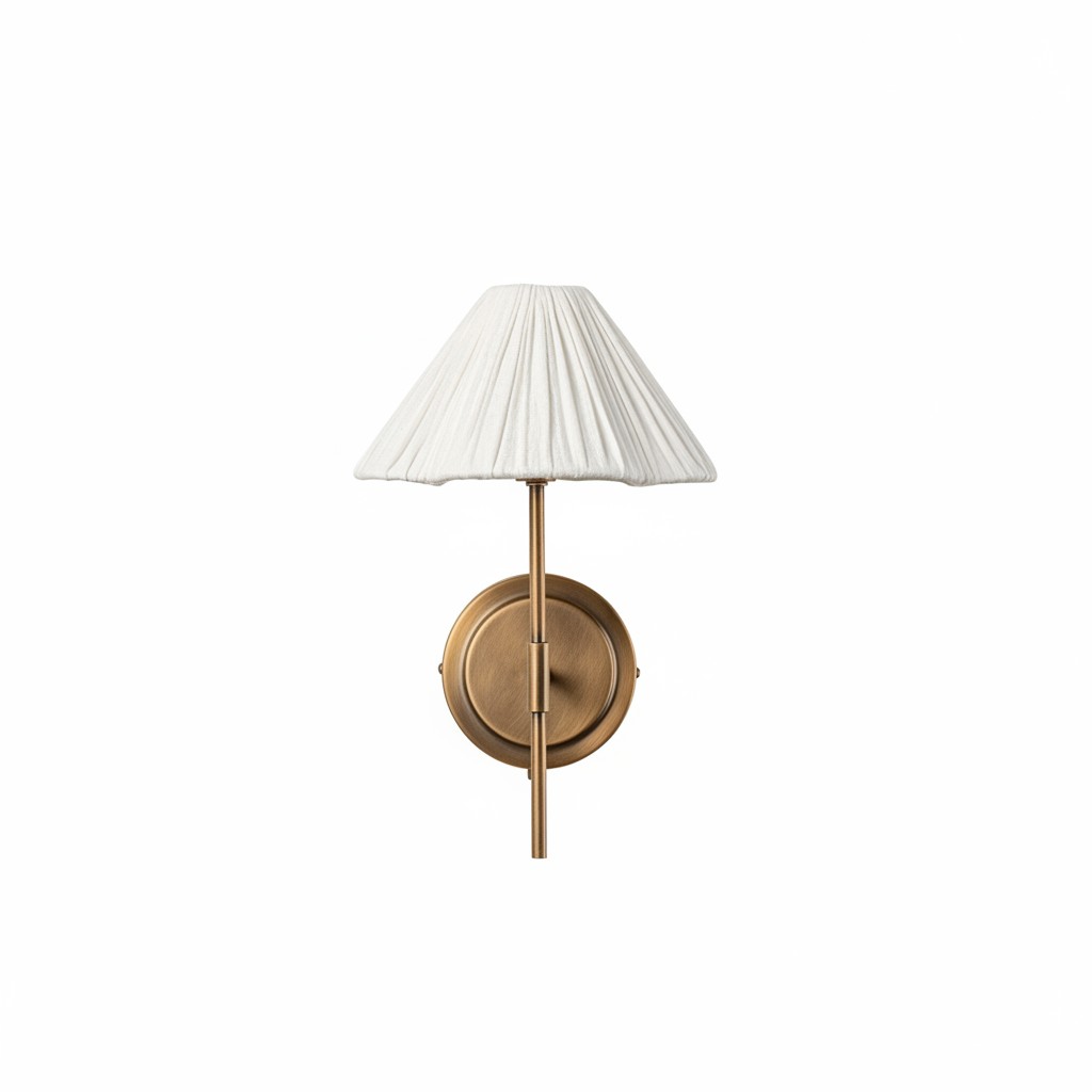 Luminella Wall Light – Aged Brass and Linen Pleated Shade for Living ...