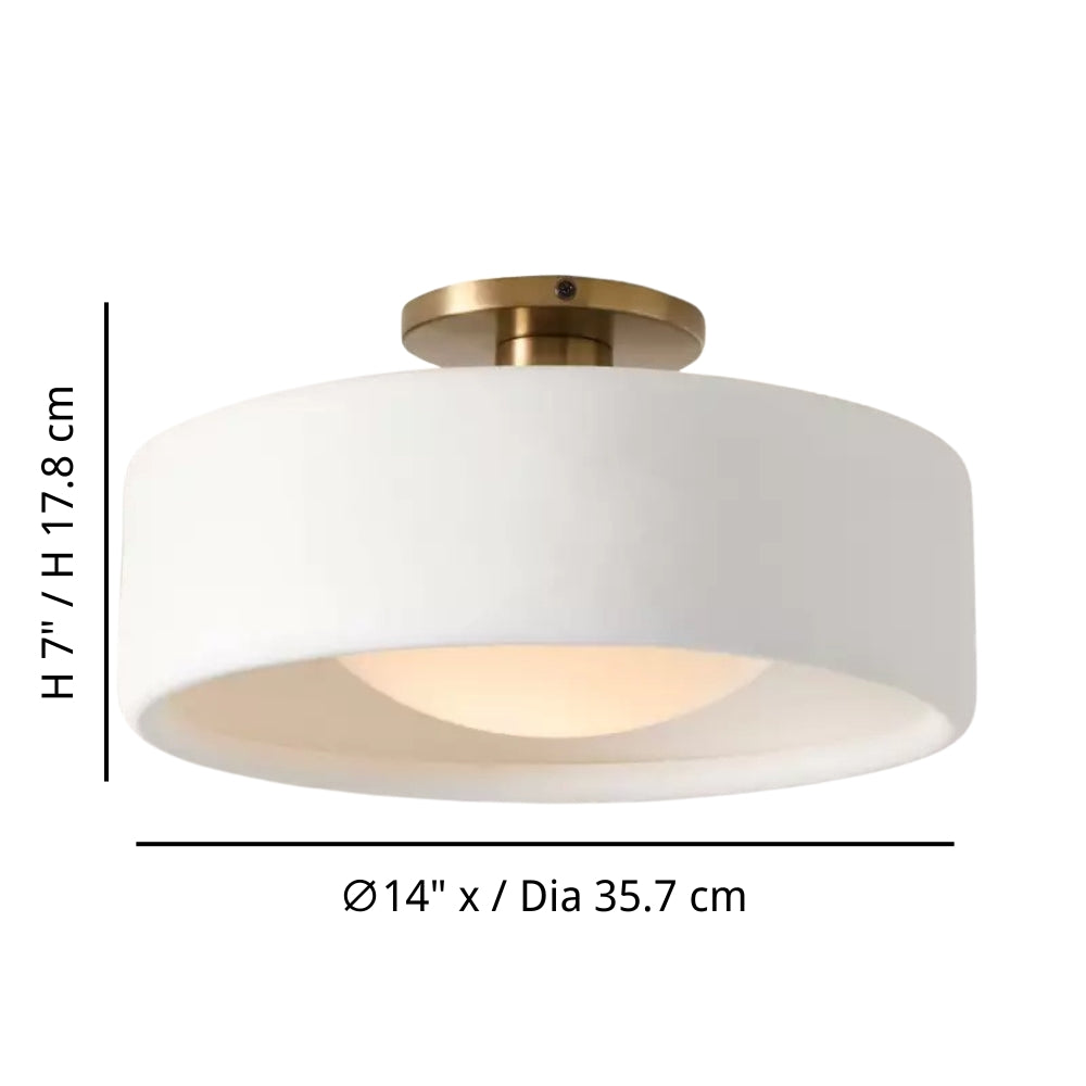 Premium Porcelain Flush Mount Ceiling Light - Soft Ambient Light