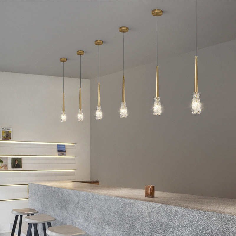 Contemporary Luxury Full Copper Water-ripple Glass Shade 1-Light ...