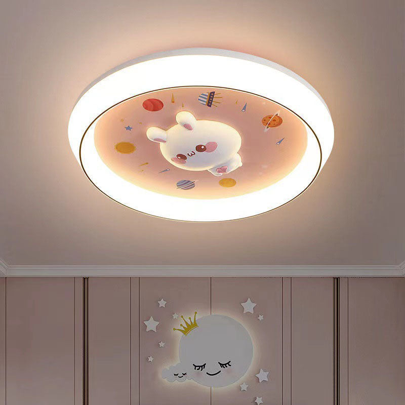 Modern Minimalist Kids Cartoon Round Acrylic Iron Resin LED Flush Mount ...